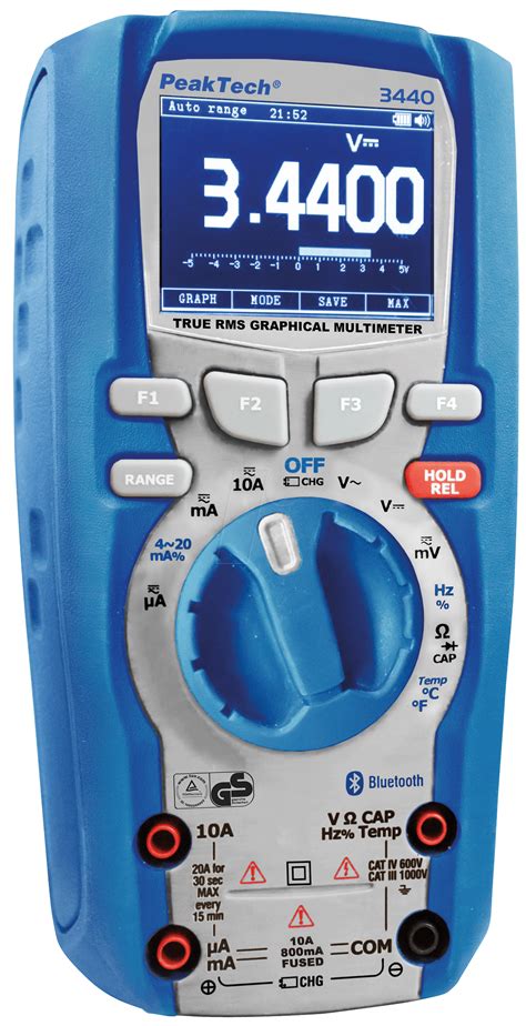 Peaktech 3440 Graphical Multimeter 50000 Counts Bluetooth At