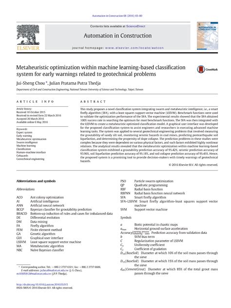 Metaheuristic Optimization Within Machine Learning Based