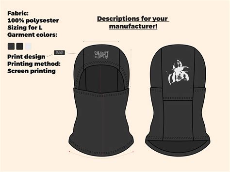 Streetwear Balaclava Mock Up Ski Mask Vector Template Adobe Illustrator