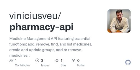 Github Viniciusveupharmacy Api Medicine Management Api Featuring Essential Functions Add