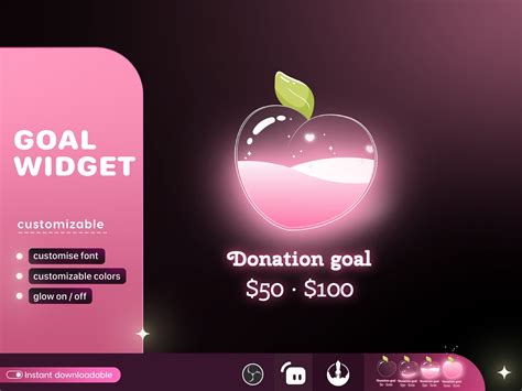 Cute Peach Glass Goal Widget Cute Minimal Customizable Goal Widget For