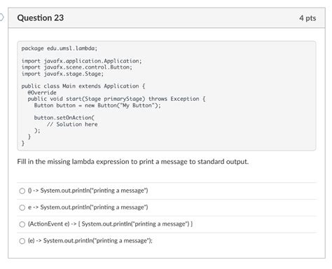 solved question 23 4 pts package edu umsl lambda import