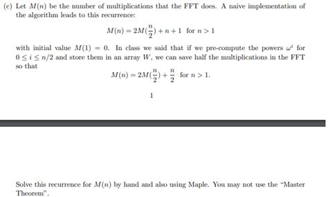 Solved C Let Mn Be The Number Of Multiplications That The