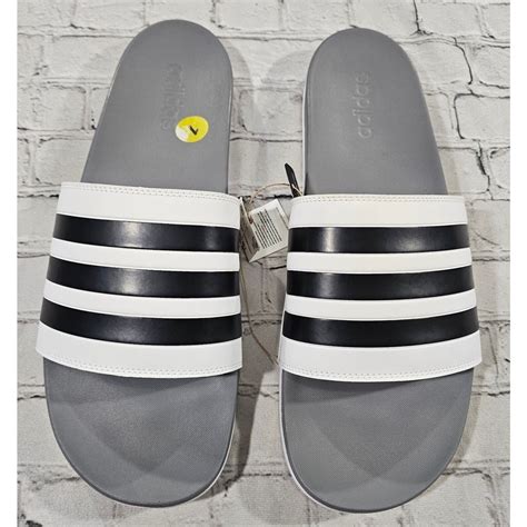 Adidas Adilette Comfort Slide Sandal Shoe White Grey Gem