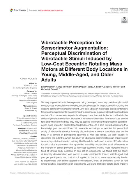 Pdf Vibrotactile Perception For Sensorimotor Augmentation Perceptual
