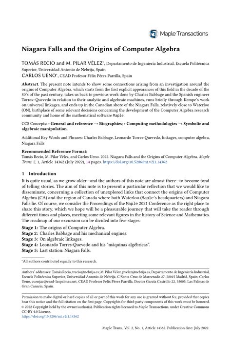Pdf Niagara Falls And The Origins Of Computer Algebra