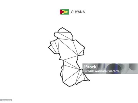 모자이크 삼각형은 흰색 배경에 고립 된 가이아나의 매핑 스타일입니다 벡터에 대한 추상 설계 가이아나에 대한 스톡 벡터 아트 및