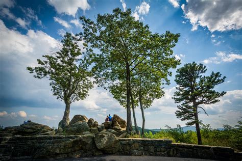 Rocks And Trees At An Overlook On Skyline Drive In Shenandoah N Stock