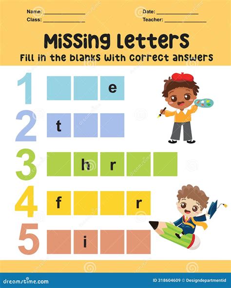 Missing Letters Worksheet Complete The Letters For Number In English