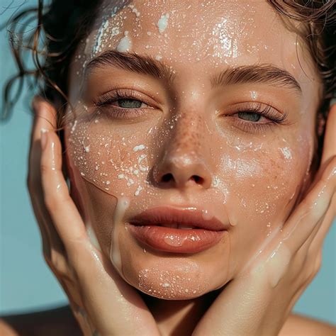 A Woman With A White Face Covered In White Powder Premium Ai