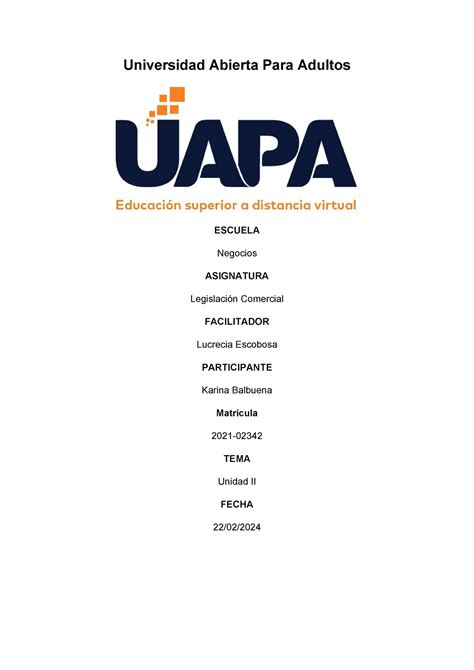 Tarea 2 Legislacion Comercial Universidad Abierta Para Adultos