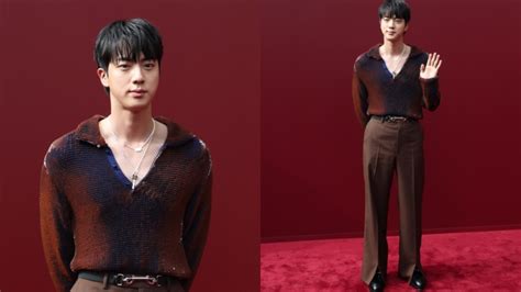 Jin Is Hot For Gucci Horsebits And A Plunging Neckline On The Front Row