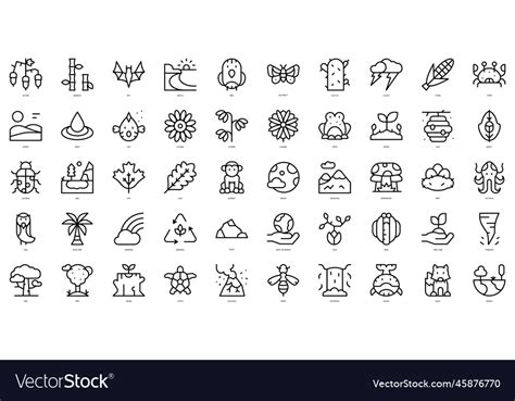 Set Of Thin Line Nature Icons Royalty Free Vector Image