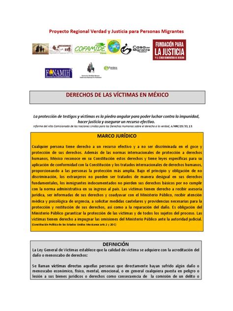 Folleto Derechos De Las Víctimas México Sep 2013 Pdf Victimologia