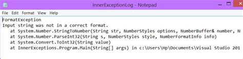 Inner Exceptions In C