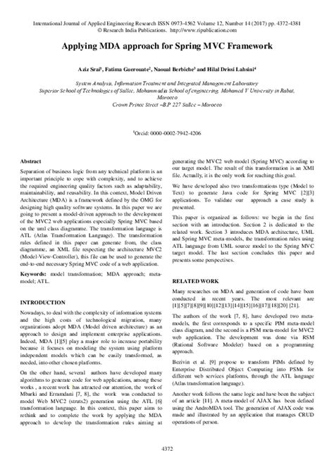 Pdf Applying Mda Approach For Spring Mvc Framework
