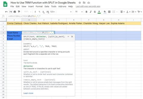 How To Use TRIM Function With SPLIT In Google Sheets 2020