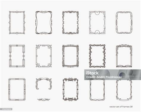 벡터 프레임 손으로 그린 잉크 및 종이의 집합입니다 프로젝트를 위한 A4 프레임 템플릿입니다 다양한 스타일 클래식 아르데코 마술과 판타지 꽃 디자인 식물 예술 문장 요소 0