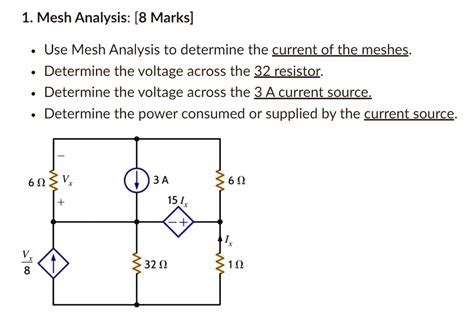 Please Solve The Linear System Using Matrices 1 Mesh Analysis 8 Marks