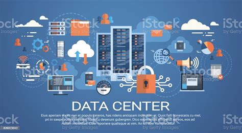 Data Center Cloud Computer Connection Hosting Server Database Synchronize Technology Stock