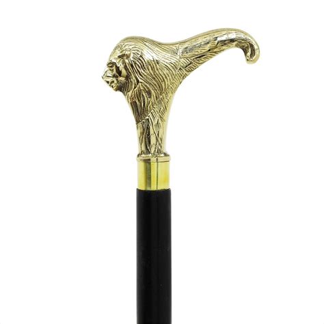 36 Brass Walking Stick Solid Vintage Designer Lion H… Gem