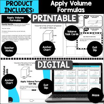 Volume Find The Missing Dimension Printable And Digital Activities