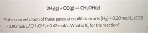 Solved For The Following Equil Reaction