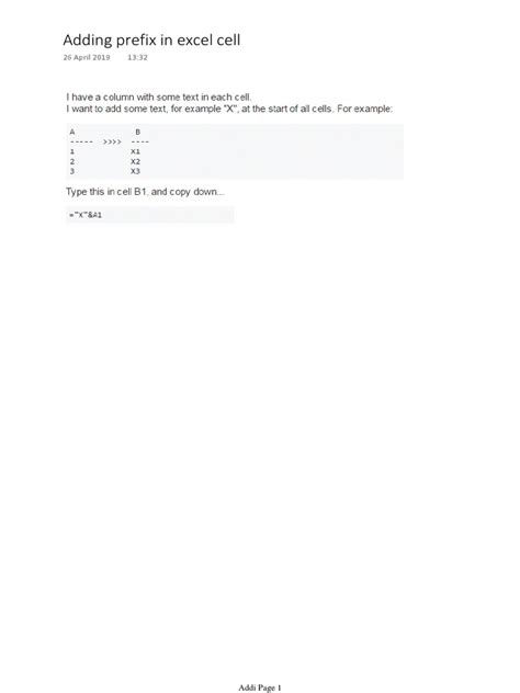 Adding Prefix In Excel Cell Pdf