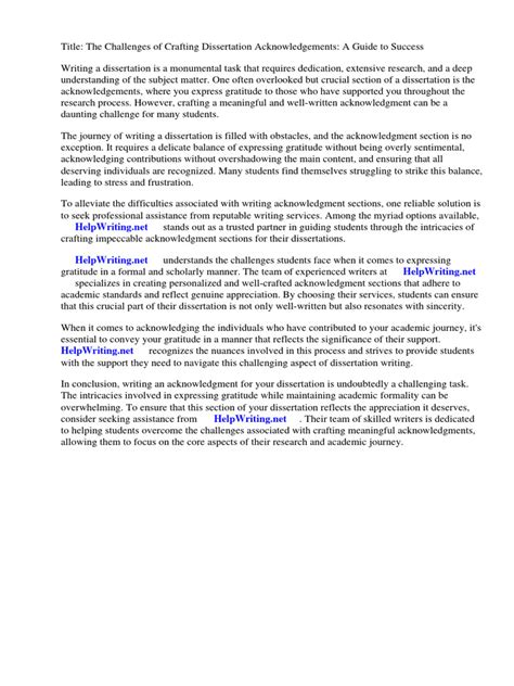 How To Write An Acknowledgement Dissertation Examples Pdf Thesis