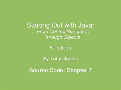 Starting Out With Java From Control Structures Through Objects Ppt