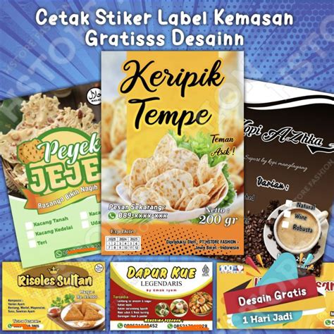 Jual Cetak Stiker Label Cemilan Makanan Label Produk Umkm Kemasan