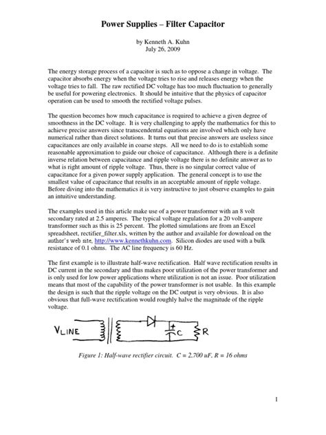 Capacitor Sizing For Power Supply Ripple Pdf Rectifier Capacitor