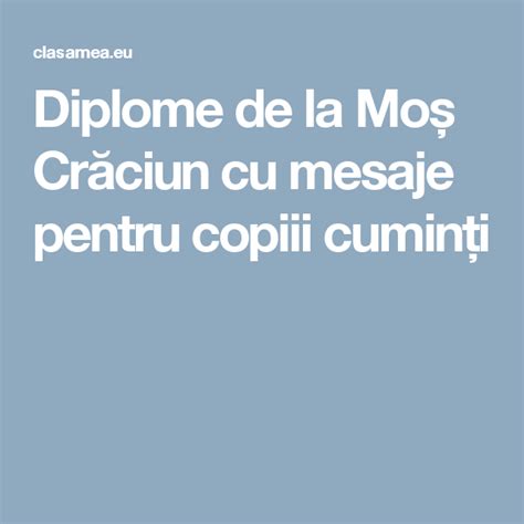 Diplome De La Moș Crăciun Cu Mesaje Pentru Copiii Cuminți