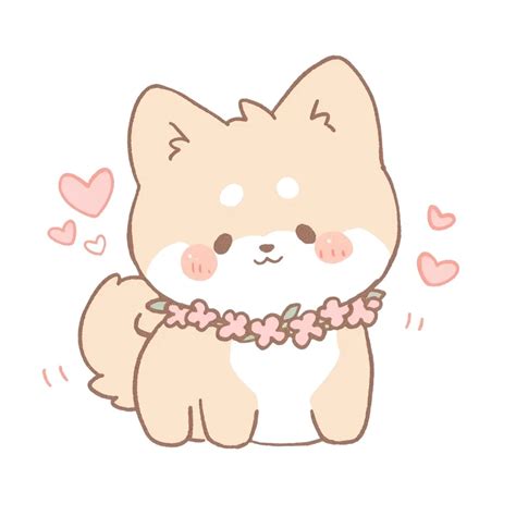 ゆるいかわいい柴犬フラワー｜イラスト・フリー素材なら「シンテリ」