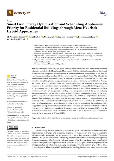 Pdf Smart Grid Energy Optimization And Scheduling Appliances Priority For Residential