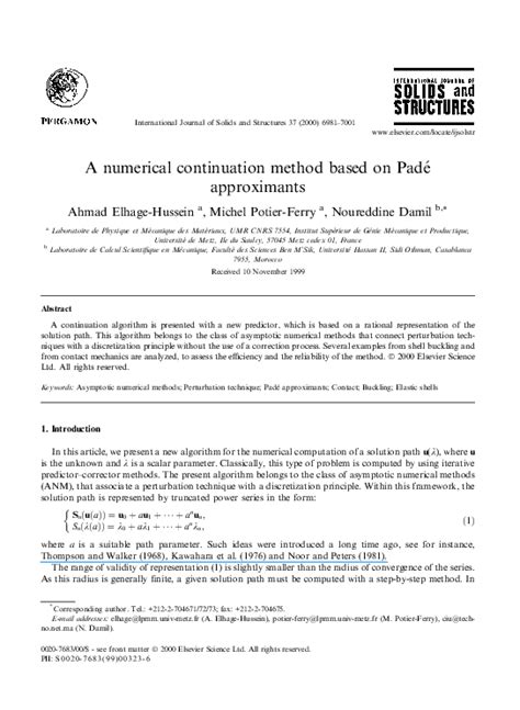 Pdf A Numerical Continuation Method Based On Pade Approximants