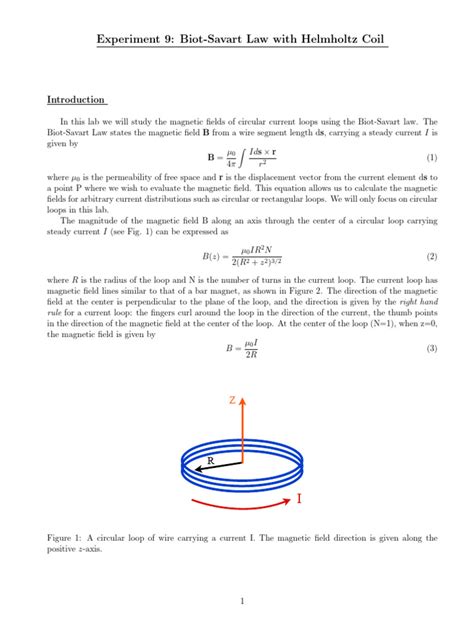 Lab 9 Biot Savart Law With Helmholtz Coil F14 Pdf Magnetic Field