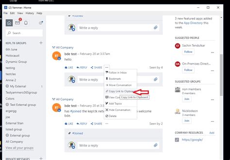 Viewing A Conversation In The Yammer Desktop App Using The Url
