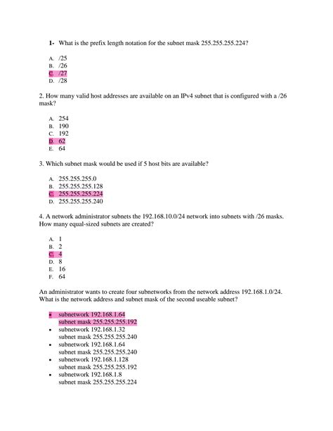 SOLUTION Ccna Subnetting Question And Answers Studypool