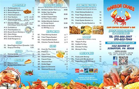 Menu At Harbor Crabs Restaurant Dickson City 1132 Ravine St