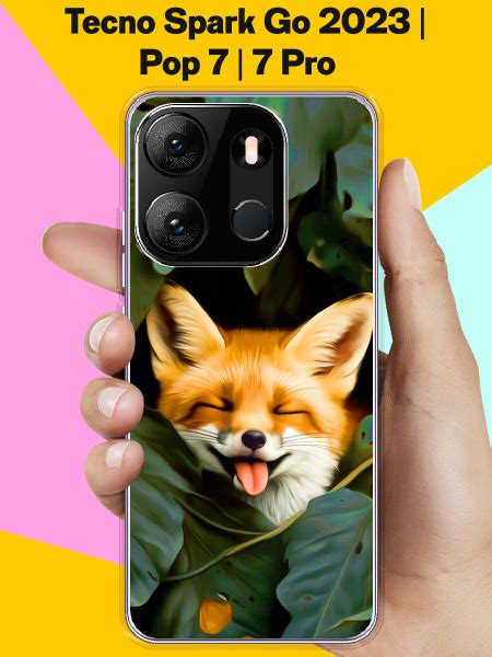 Силиконовый чехол на Tecno Spark Go 2023 Tecno Pop 7 Pro Tecno Pop 7 Довольная Лиса для