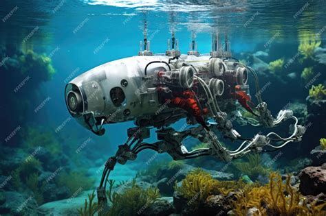 Premium Ai Image Biohybrid Robot Underwater Exploring Marine Life