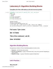 Lab06 Jupyter Notebook Pdf 9 18 22 6 36 PM Lab06 Jupyter Notebook Laboratory 6 Algorithm