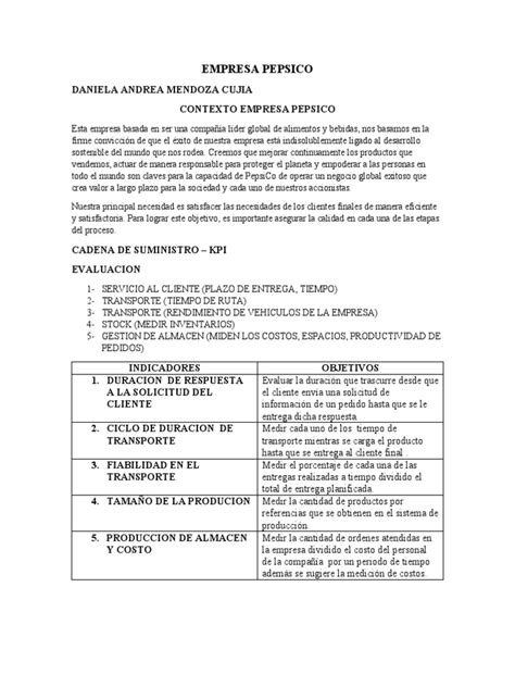 Empresa Pepsico Daniela Mendoza Descargar Gratis Pdf Transporte