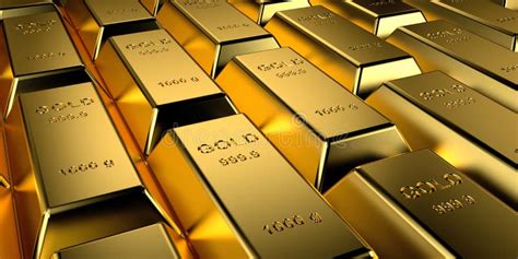 Gold Bars Stacked 3d Rendering Stock Illustration Illustration Of