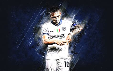 다운로드 Lautaro Martinez Fc Internazionale 아르헨티나 축구 선수 인터 밀란 블루 스톤 배경 그런지 예술 이탈리아 세리에 A 축구