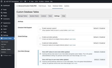 Acf Custom Database Tables