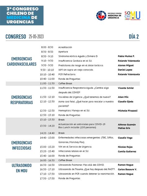Programa Sochimu DÍa 2 Pdf Emergencias Médicas Enfermedades Y