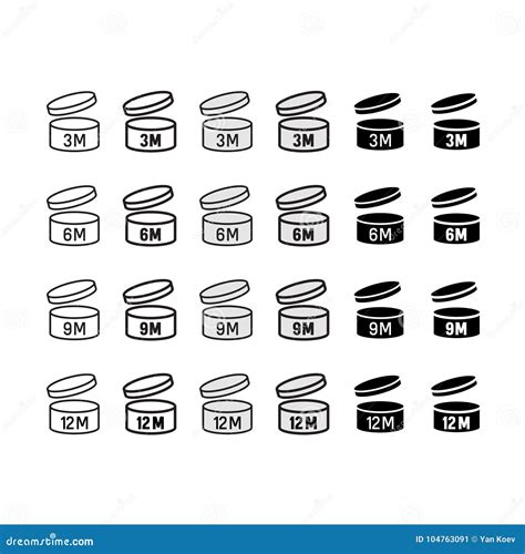 Expiration Date After Opened Icons Set Round Box With Open Cap Stock Vector Illustration Of