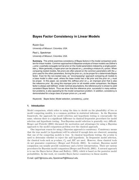 Bayes Factor Consistency In Linear Models